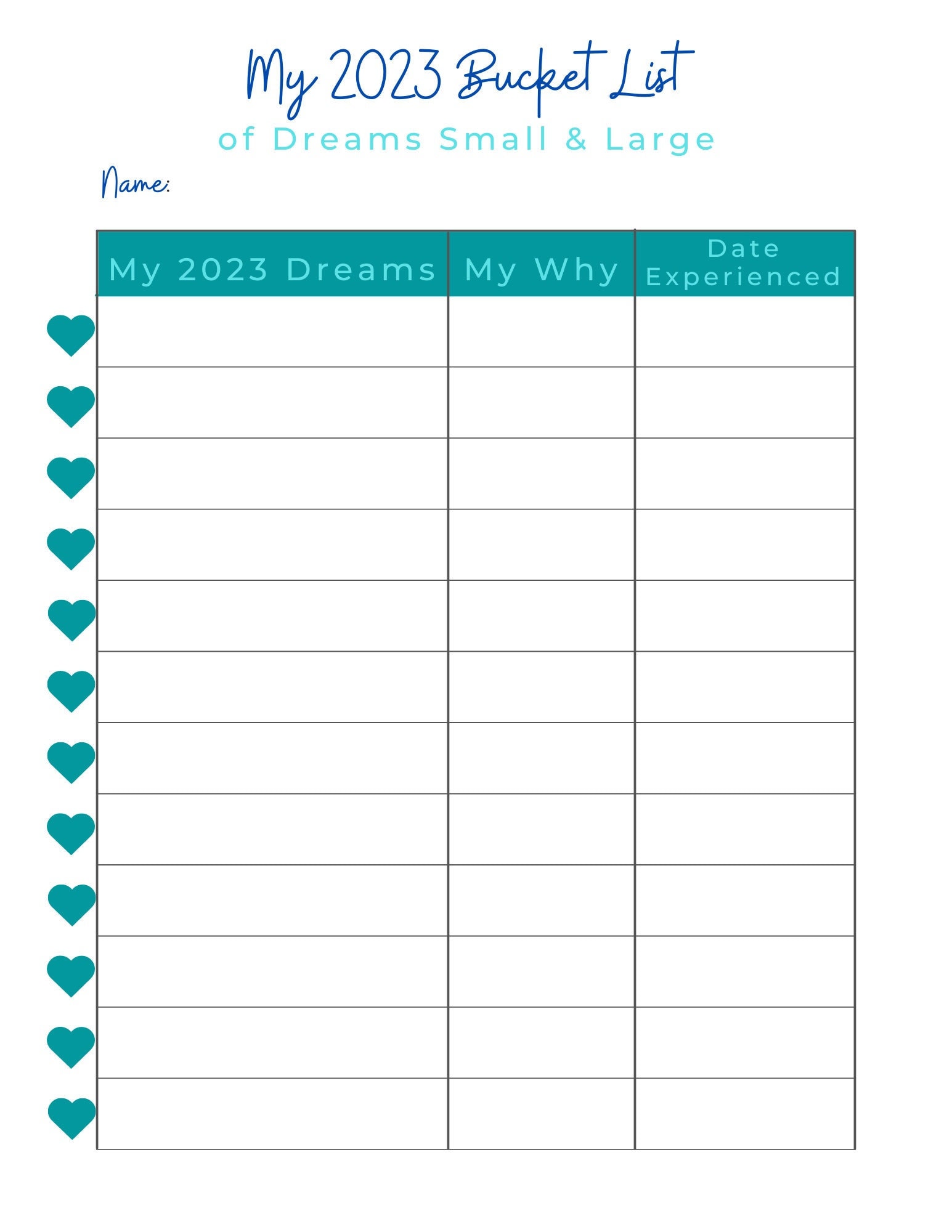 2023 Bucket List Printable PDF, Printable Bucket List, PDF Bucket List ...