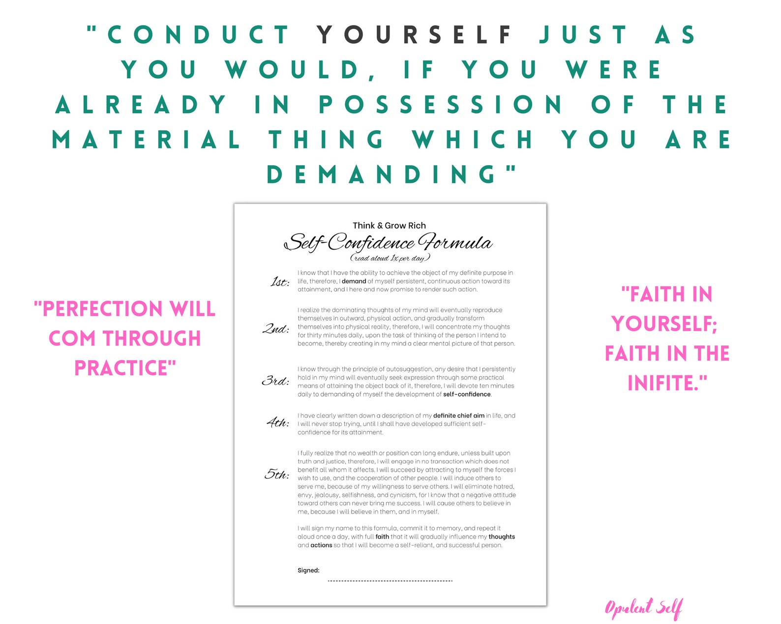 Self-confidence Formula From Think and Grow Rich by Napoleon Hill ...