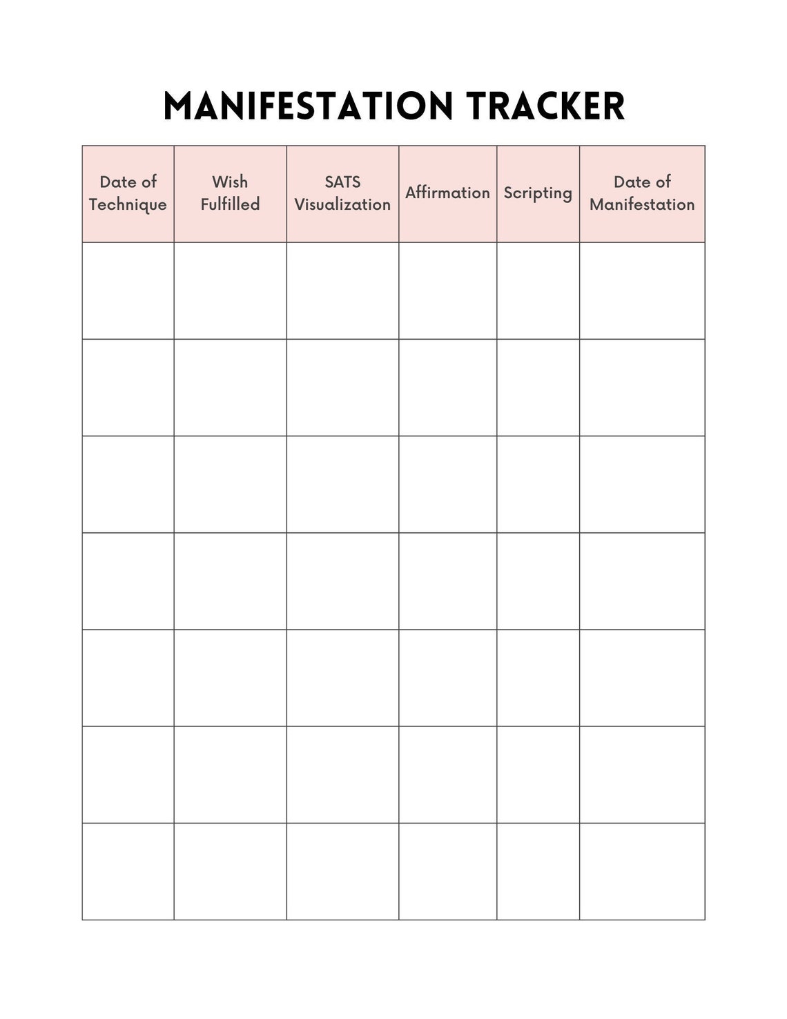 Fillable Manifestation Worksheet | Track Your Manifestations| Daily ...