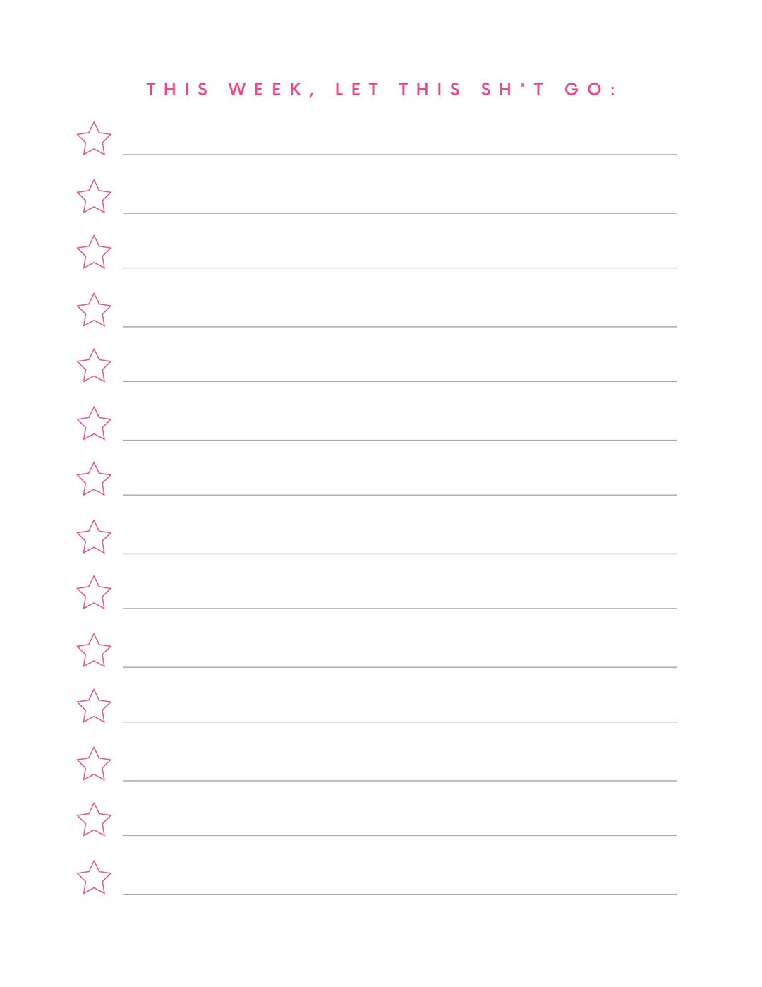 Let This Sh*t Go List - One Page PDF Printable - Etsy