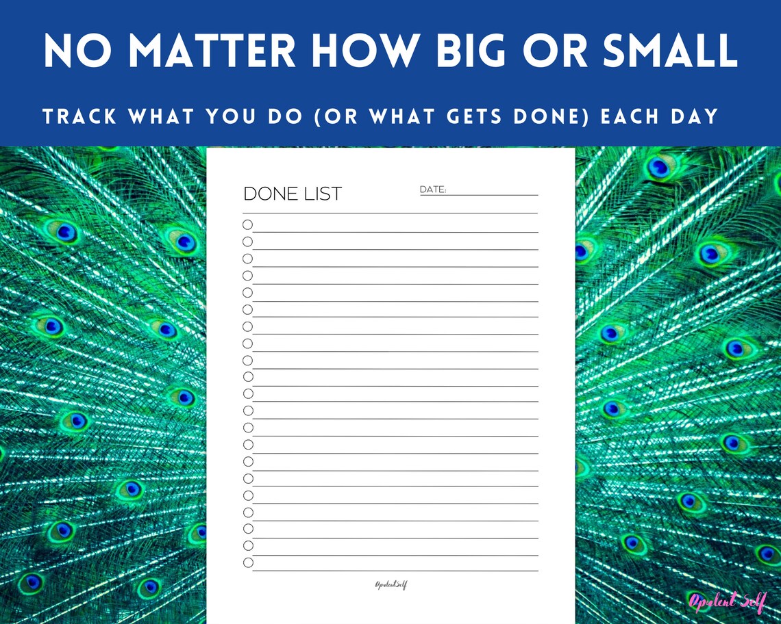 Minimalist Done List Printable, Fillable Success List, Completed Tasks ...