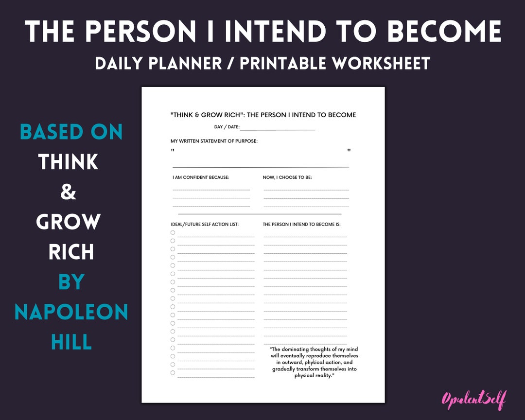 Think and Grow Rich Daily Planner - PDF Instant Download - Plan as "the ...