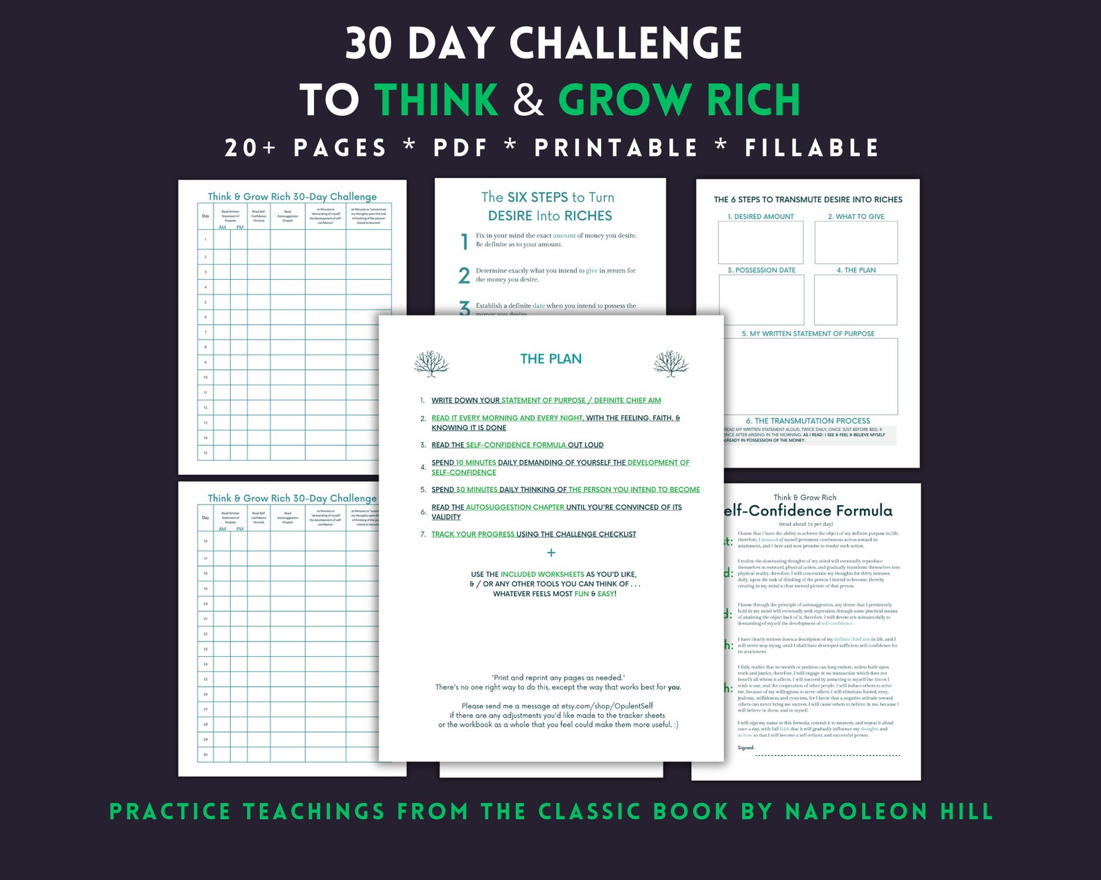 Think and Grow Rich 30-day Challenge | Worksheets | Autosuggestion ...