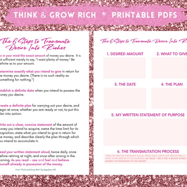 Think and Grow Rich Worksheet - Etsy
