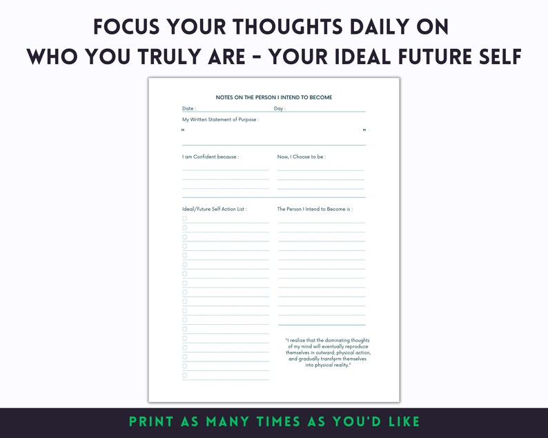 Think and Grow Rich 30-day Challenge Worksheets - Etsy