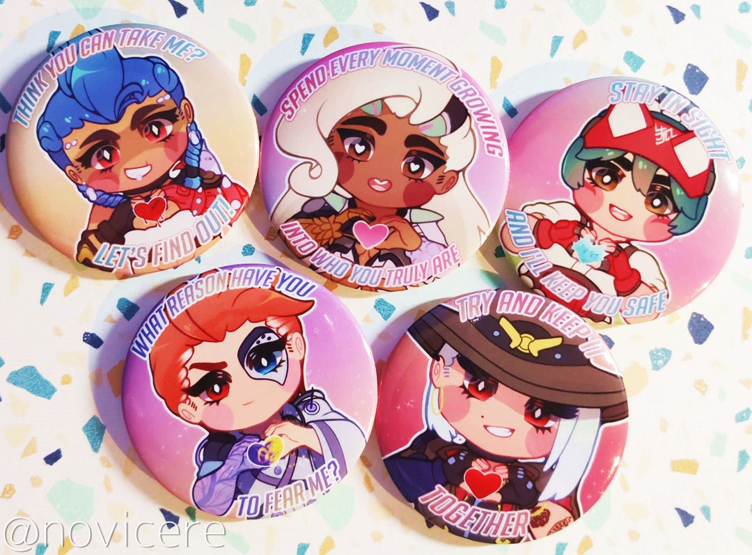 Overwatch Chibi Buttons - (batch #1: Moira, Lifeweaver, Kiriko, Ashe ...