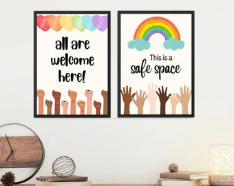 All Are Welcome Here Printable, Diversity Classroom Poster, Instant ...