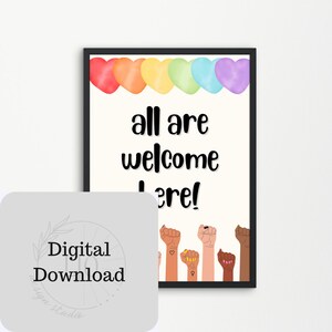 All Are Welcome Here Printable, Diversity Classroom Poster, Instant ...