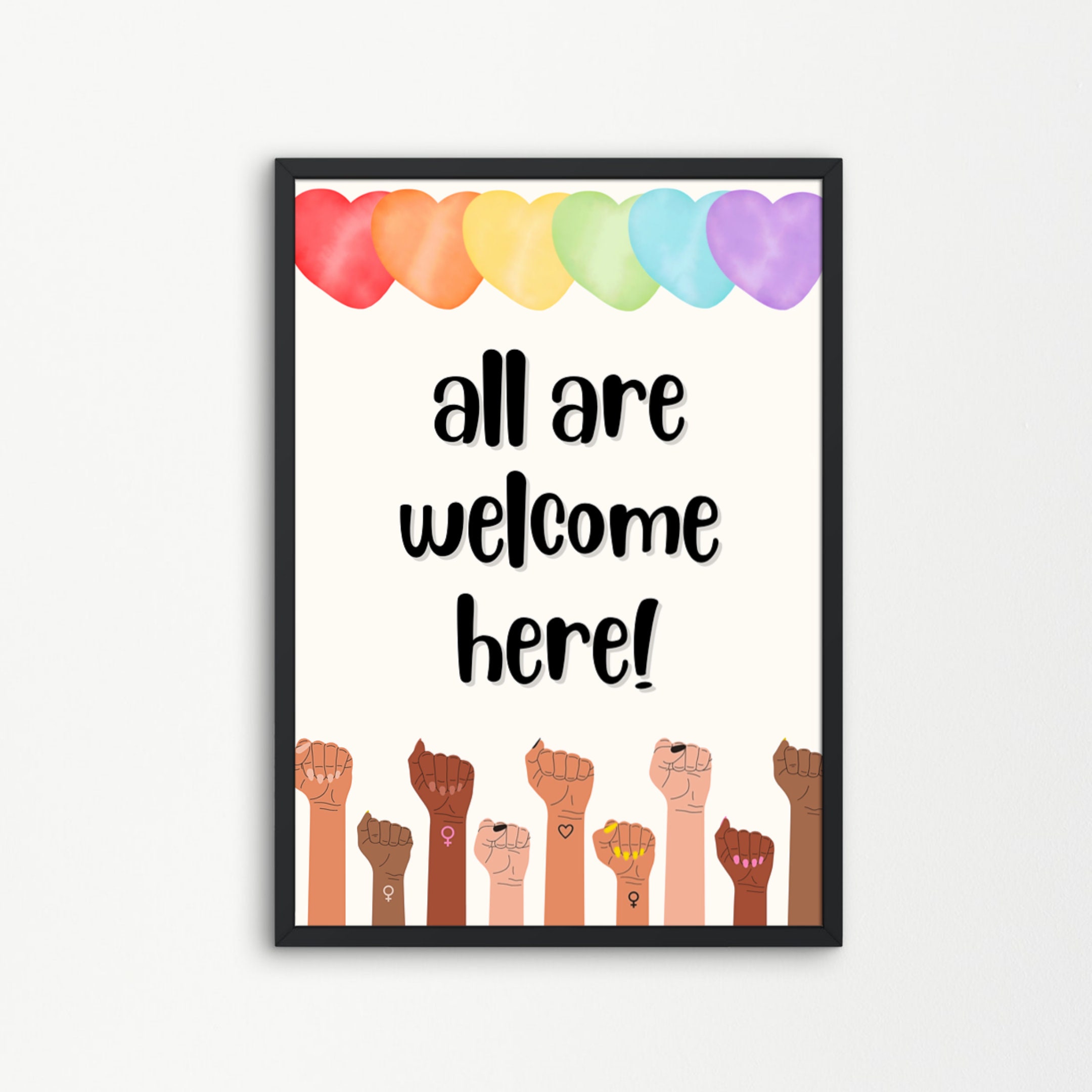 All Are Welcome Here Printable, Diversity Classroom Poster, Instant ...