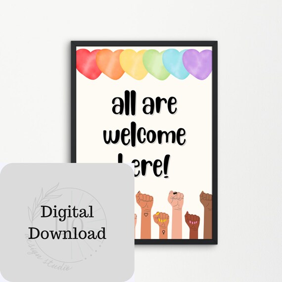 All Are Welcome Here Printable Diversity Classroom Poster - Etsy