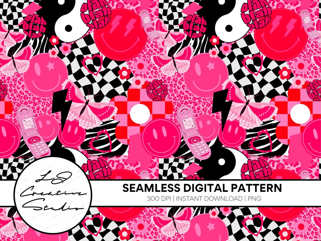 Y2K Seamless Pattern, Retro Groovy Seamless Pattern, 00s Digital Paper ...