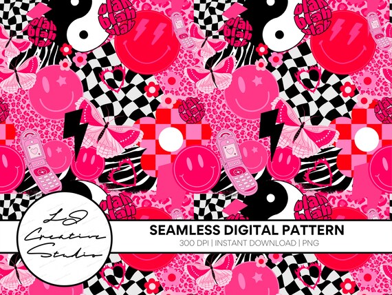 Y2K Seamless Pattern Retro Groovy Seamless Pattern 00s - Etsy