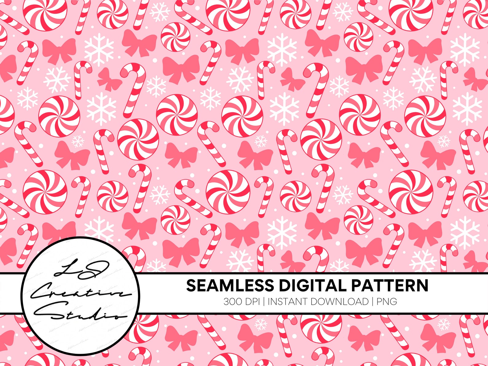 Christmas Seamless Pattern, Peppermint Seamless Pattern, Festive ...