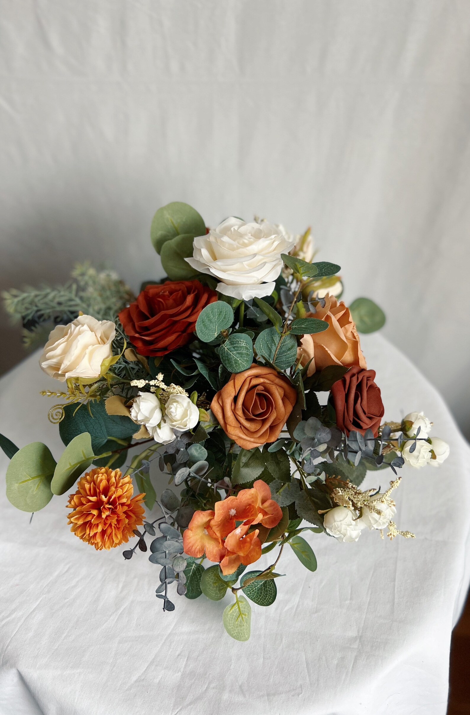 Rust Orange Faux Flower Centerpiece, Fall Wedding Table Arrangement - Etsy