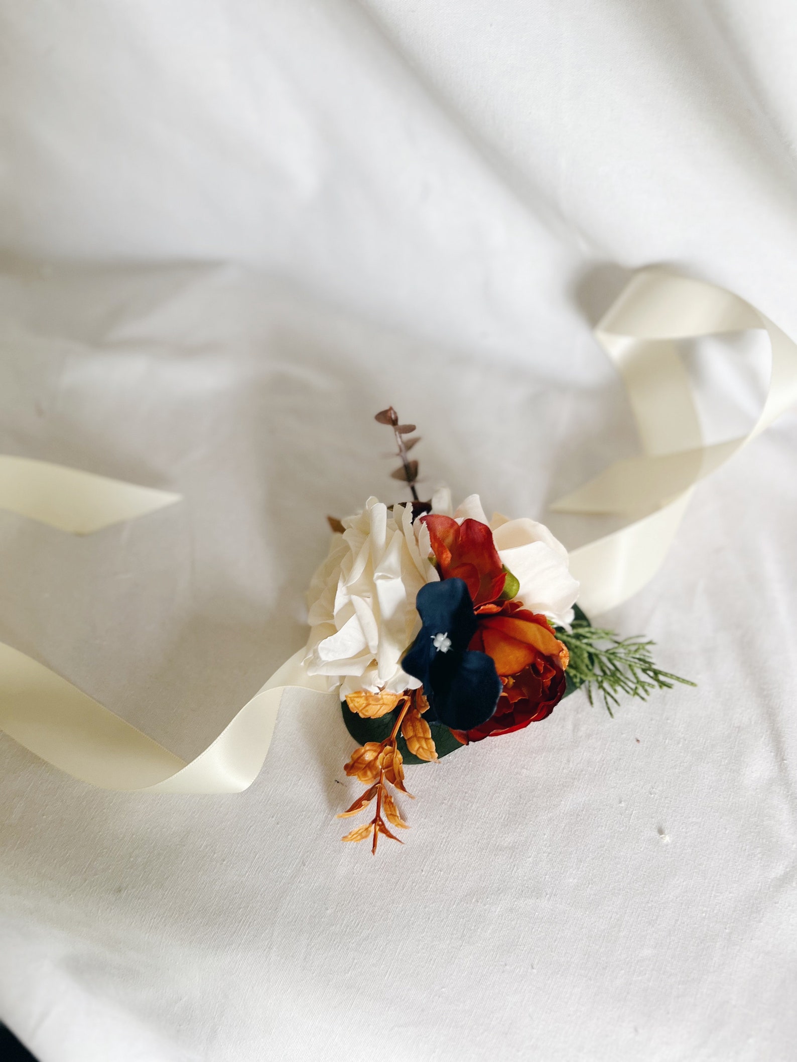 Wedding Bouquet With Navy Blue and Rust Orange Flowers, Bridesmaids ...
