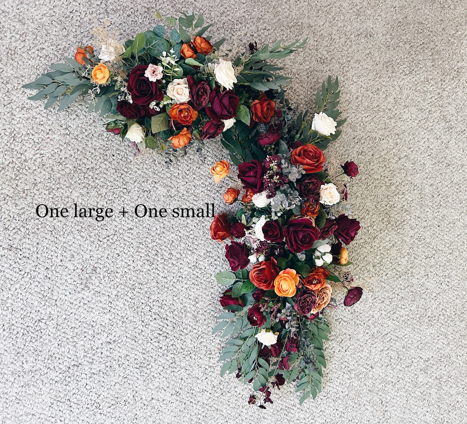 Burgundy Rust Orange Wedding Arch Floral Arrangement, Faux Flowers - Etsy