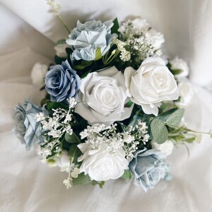Table Centerpiece in Dusty Blue and White Colors, Blue Flowers for ...