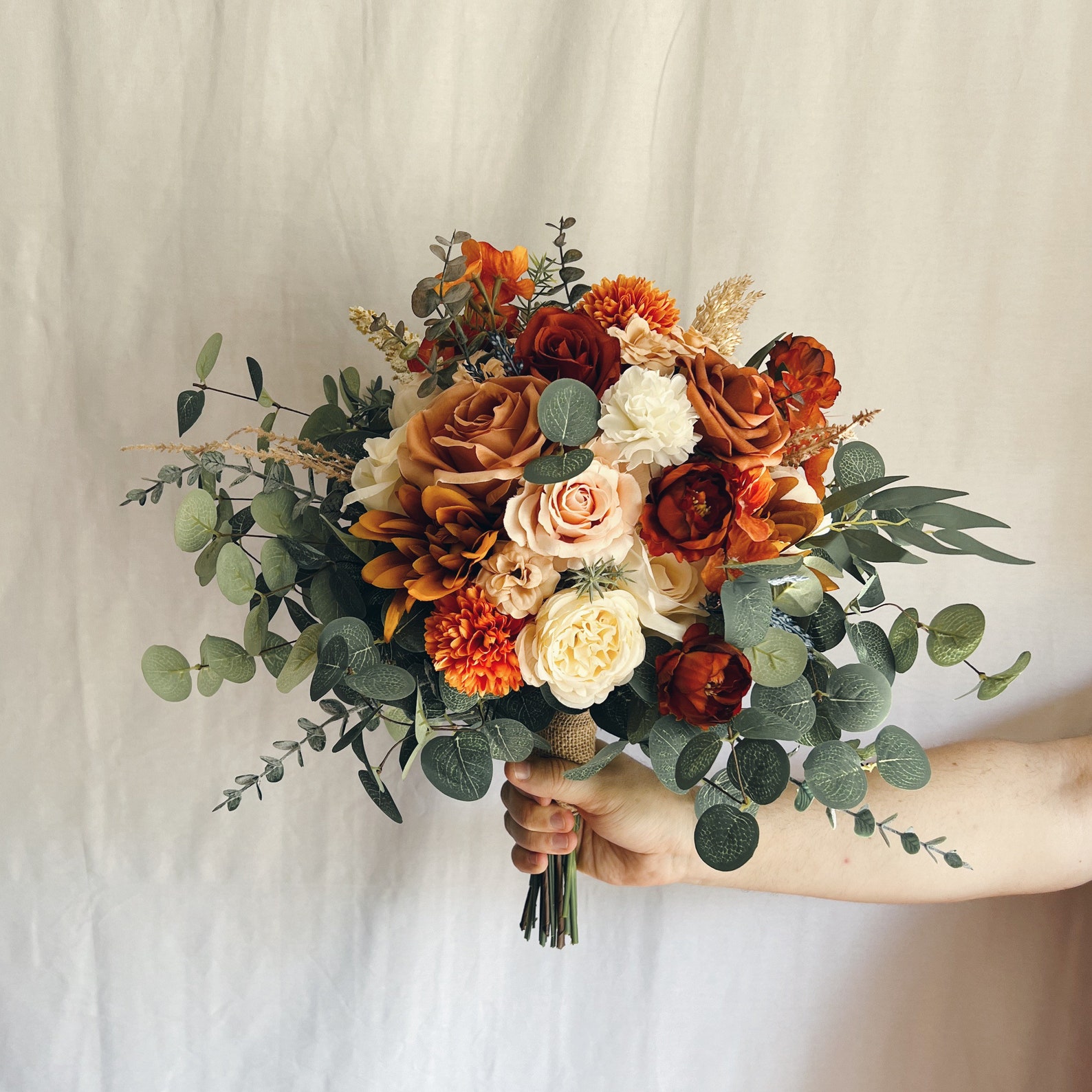 Rust Orange Wedding Bouquet Terracotta Bridesmaids Bouquets - Etsy UK