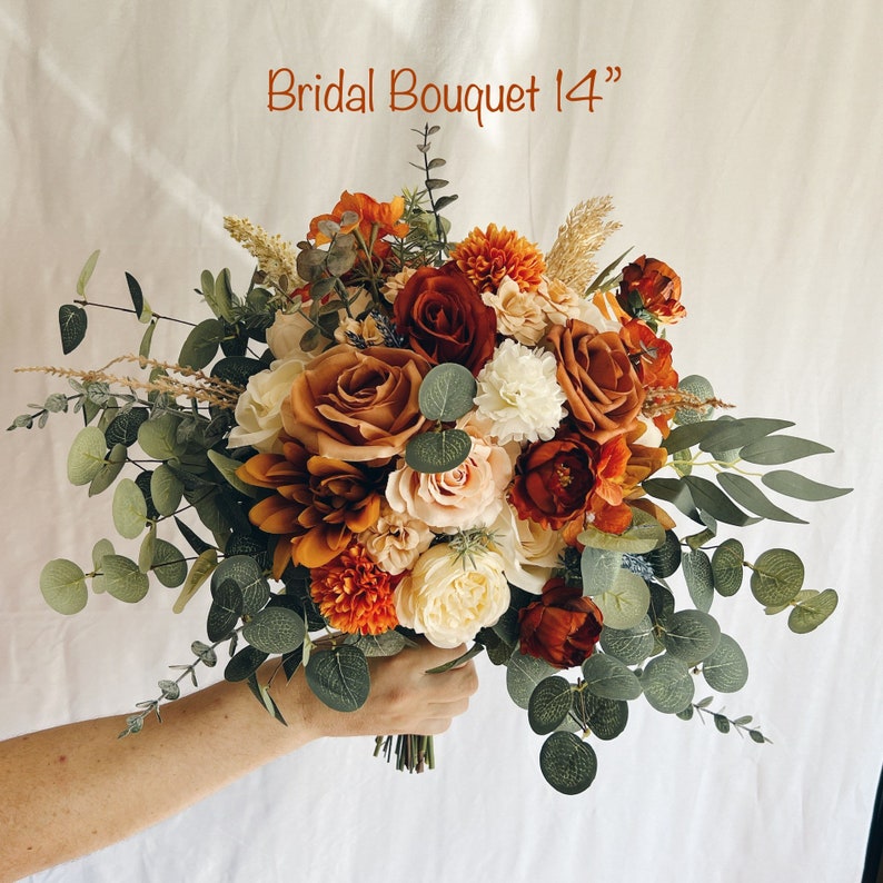 Rust Orange Wedding Bouquet Terracotta Bridesmaids Bouquets - Etsy ...