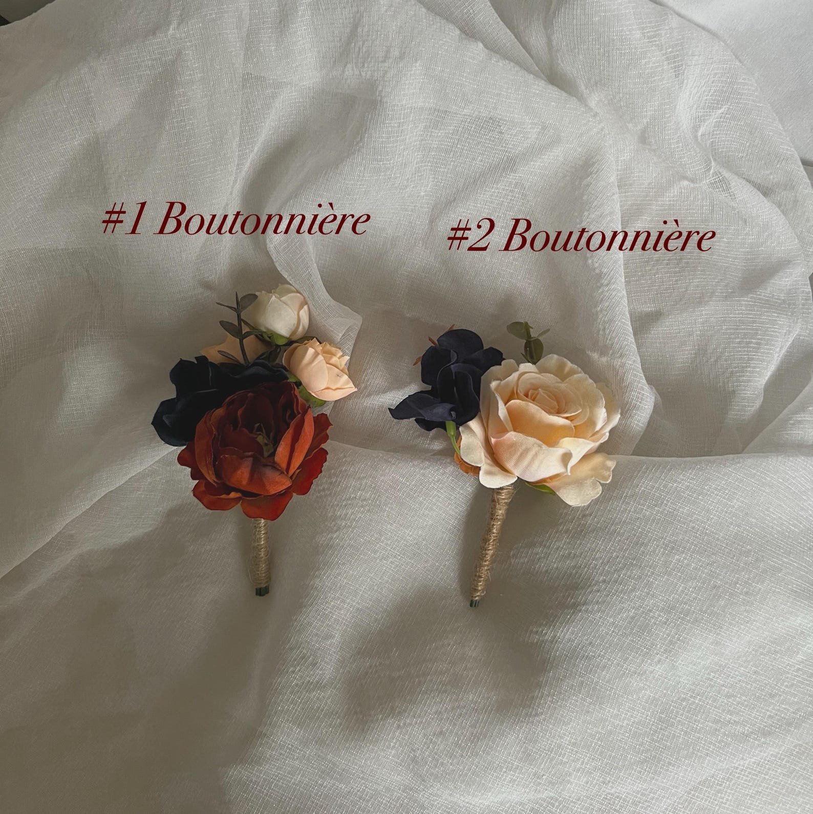 Wedding Bouquet With Navy Blue and Rust Orange Flowers, Bridesmaids ...