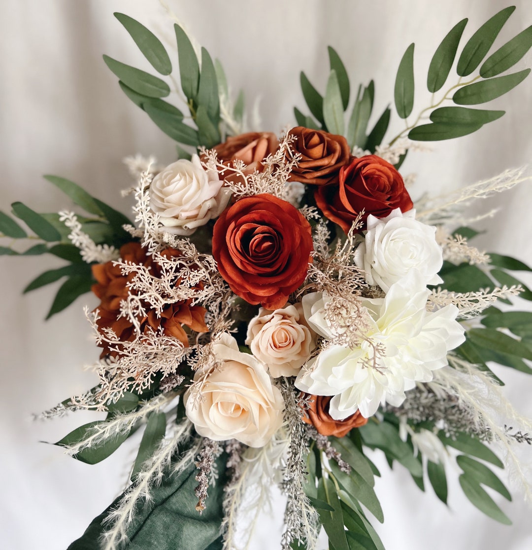 Rust Orange Wedding Bouquet, Terracotta Bridesmaids Bouquets, Rust ...