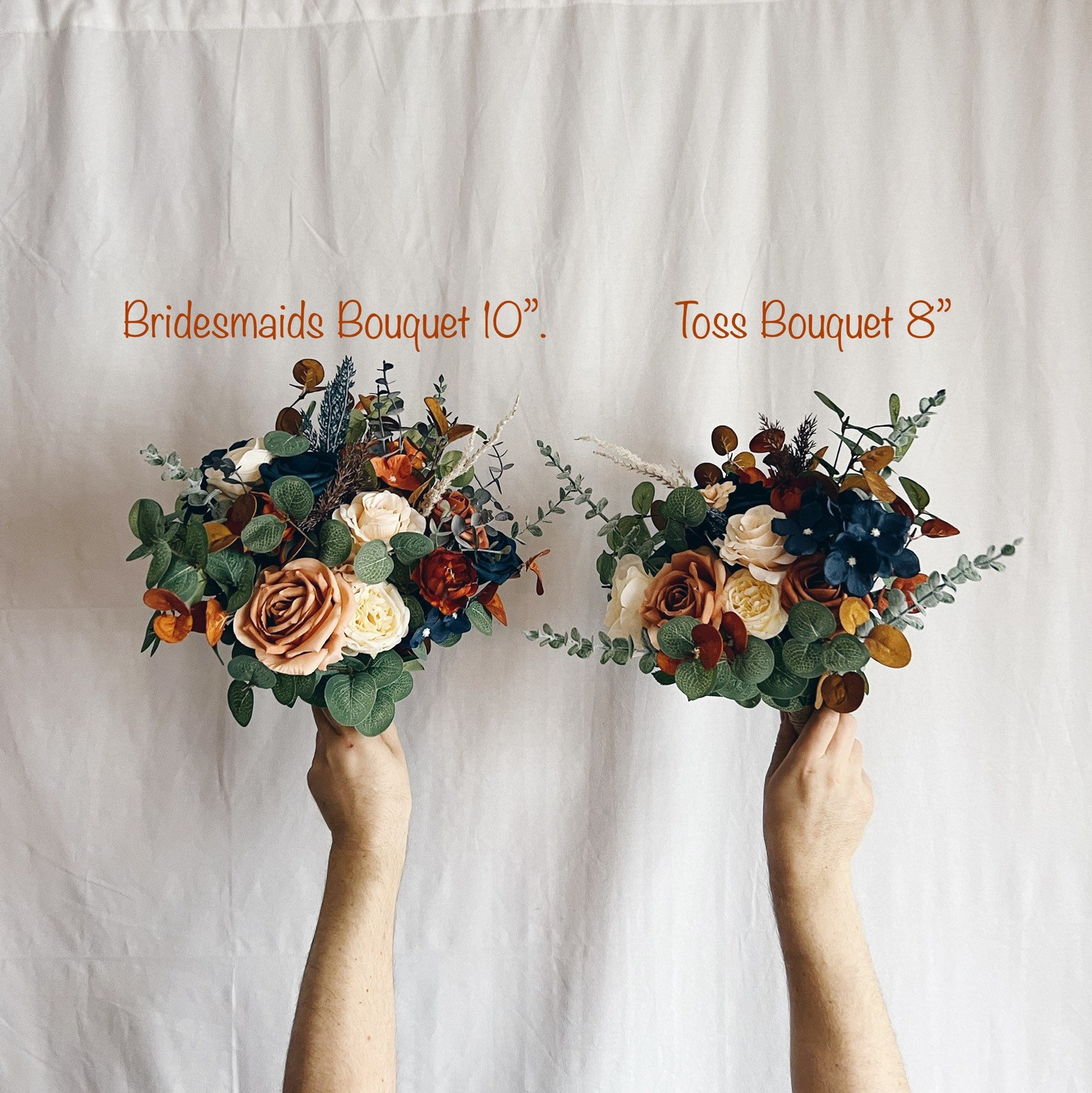 Wedding Bouquet With Navy Blue and Rust Orange Flowers - Etsy