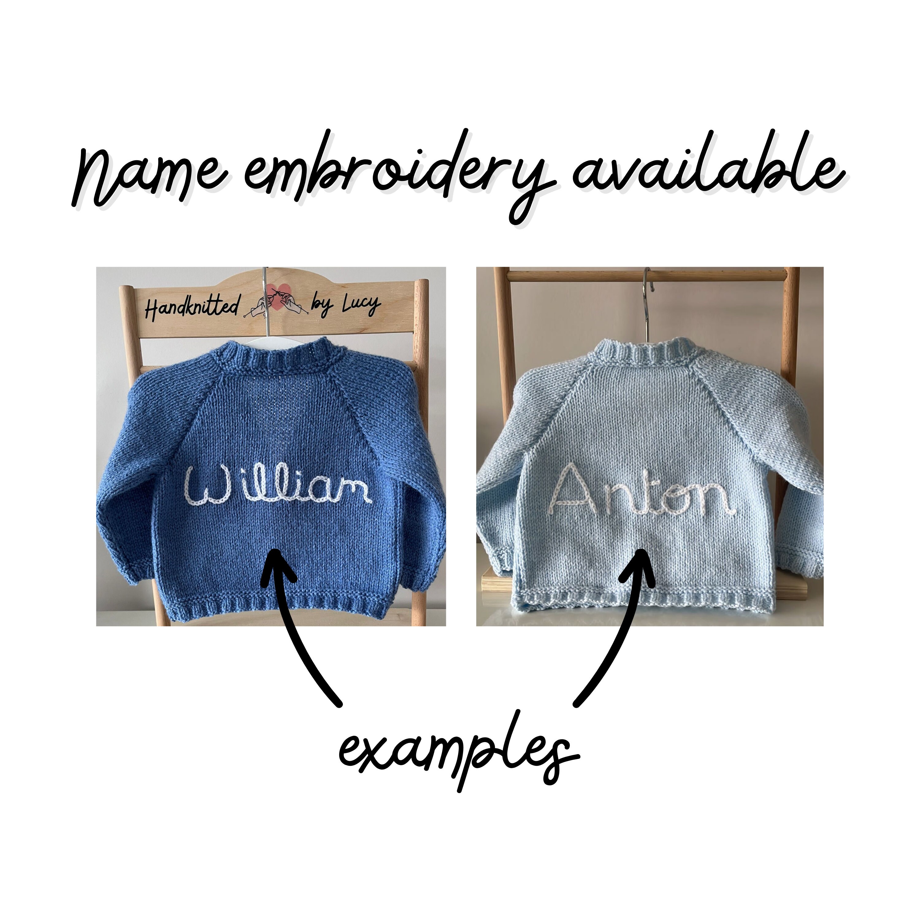 Hand Knitted Personalised Name Baby Cardigan Embroidered - Etsy UK
