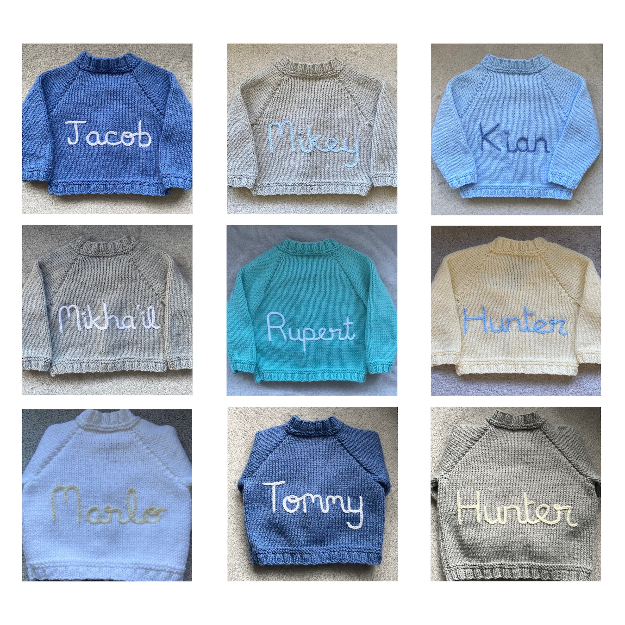 Hand Knitted Personalised Name Baby Cardigan Embroidered - Etsy UK