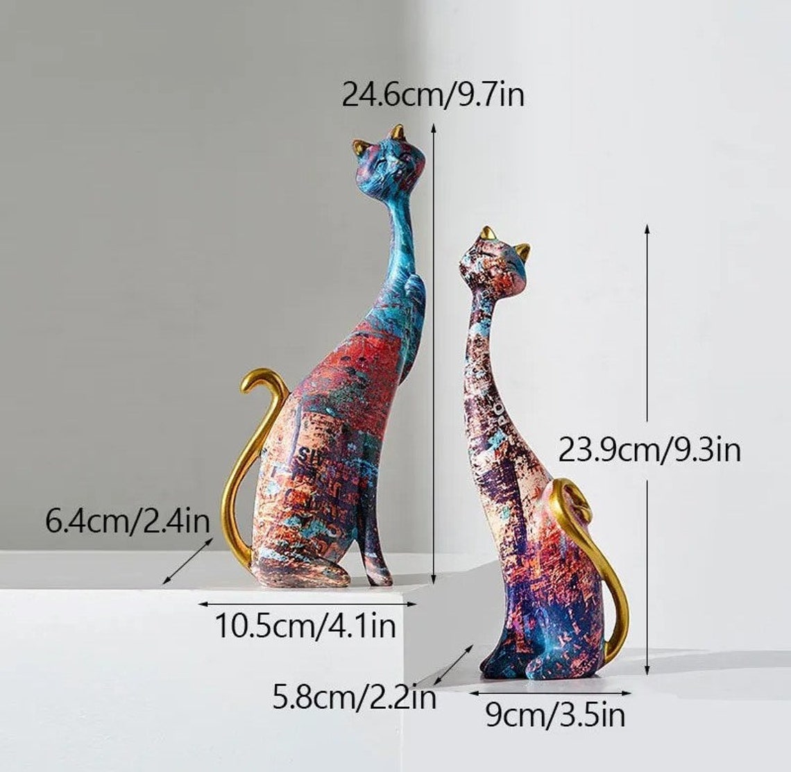 Decoration Cat Figurine Abstract Classical Style Pair of 2 - Etsy