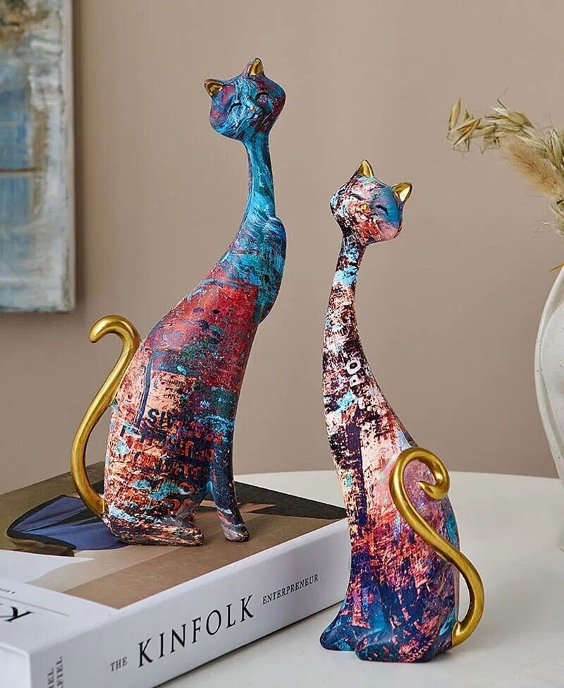 Decoration Cat Figurine Abstract Classical Style Pair of 2 - Etsy