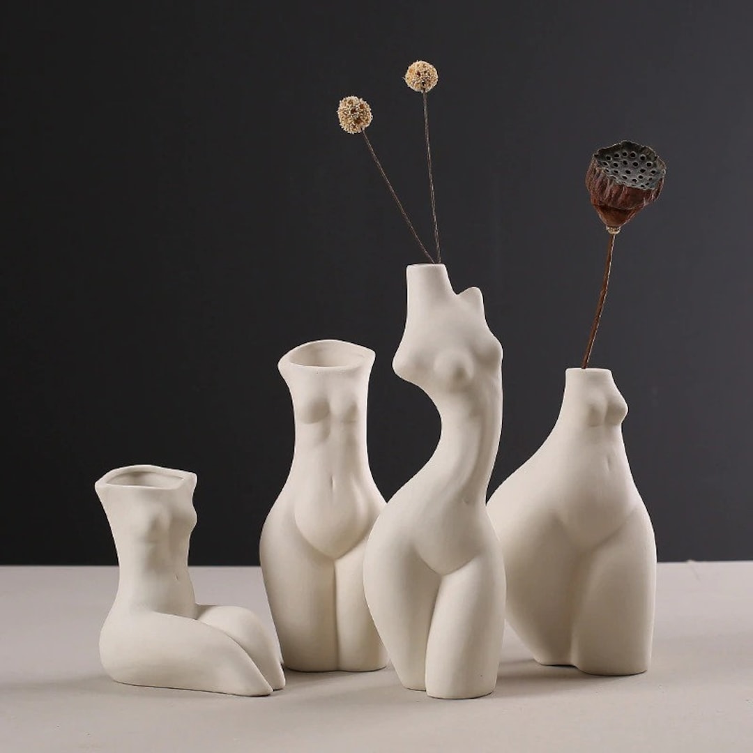 Ceramic Flower Vase, Womens Body Minimalist, Elegance, Decoration ...