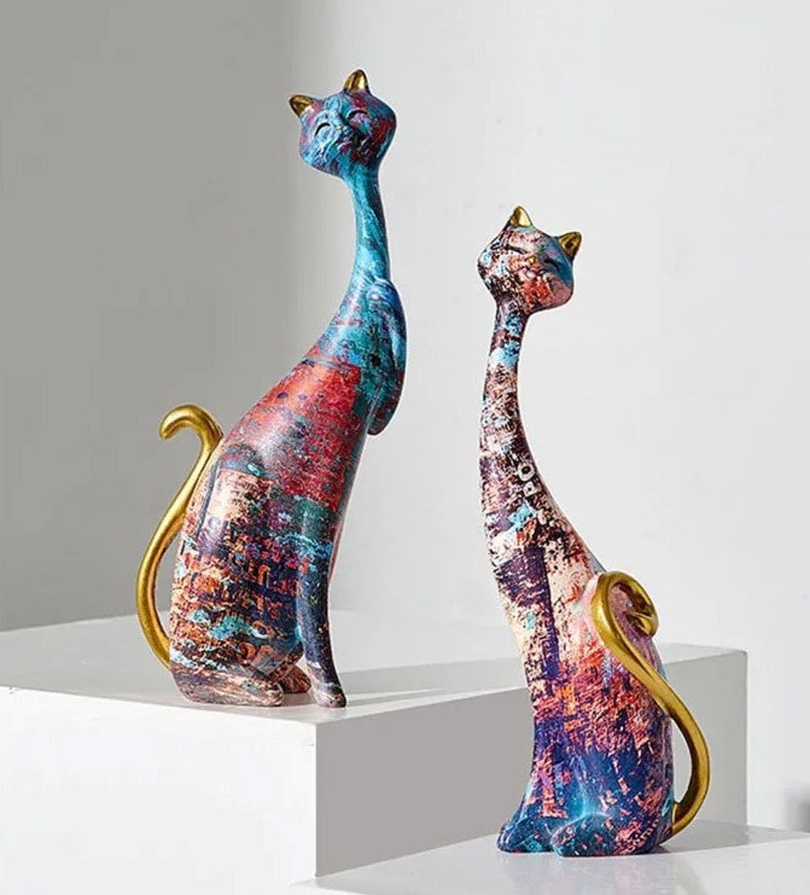 Decoration Cat Figurine Abstract Classical Style Pair of 2 - Etsy