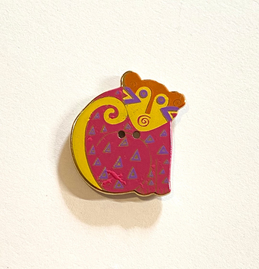 Laurel Burch Monkey Button Retired Collectible Multicolor Monkey Button ...