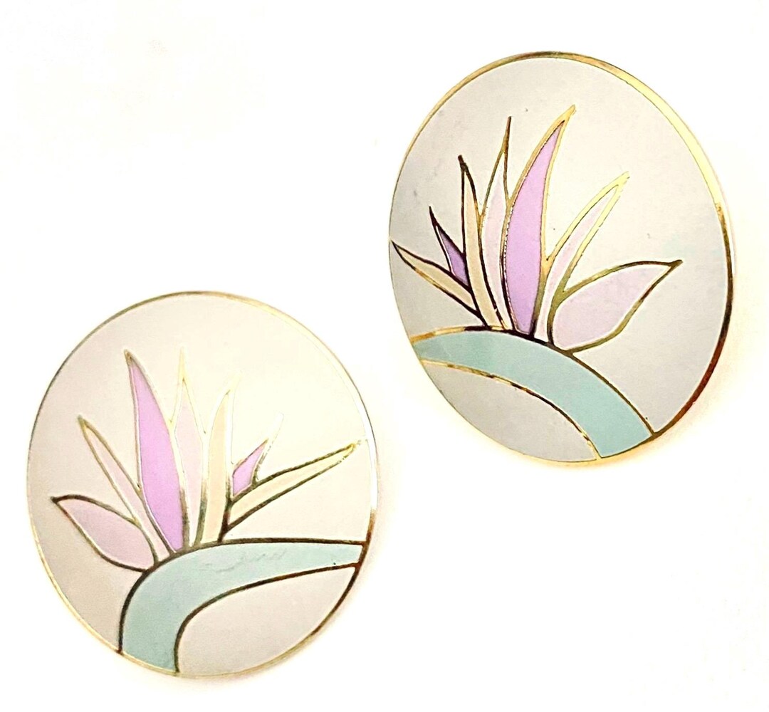 Laurel Burch Bird of Paradise Earrings: Gold Plated Vintage Studs - Etsy
