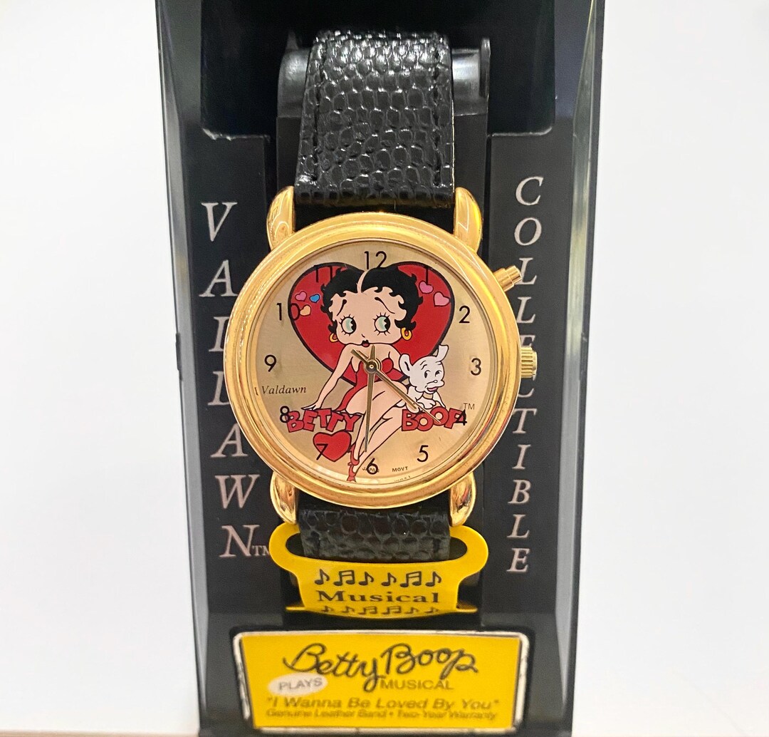 Vintage Betty Boop Musical Watch: Gold Tone, Leather Strap, NOS ...