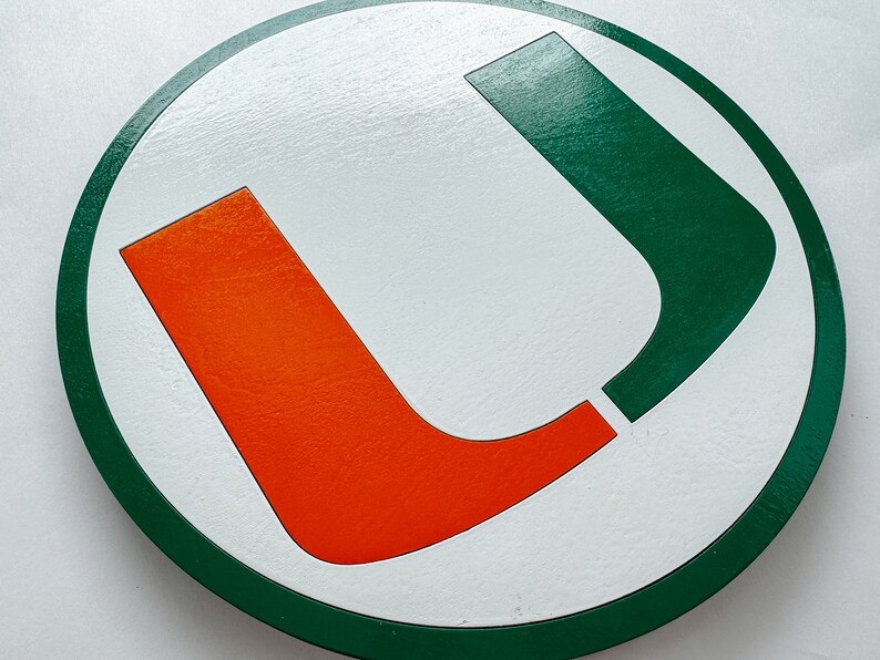 Miami Hurricanes U Logo Wall Art, Natural Wood Grain Wall Hanging Sign ...