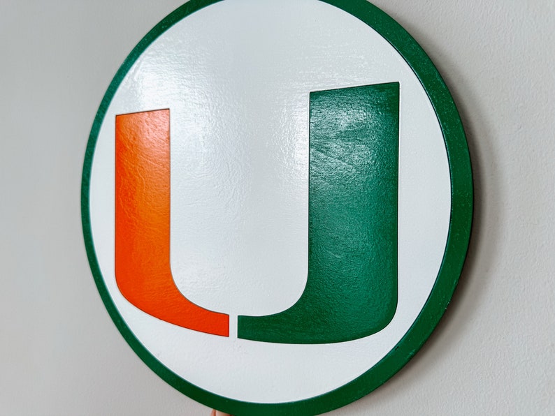 Miami Hurricanes U Logo Wall Art, Natural Wood Grain Wall Hanging Sign ...