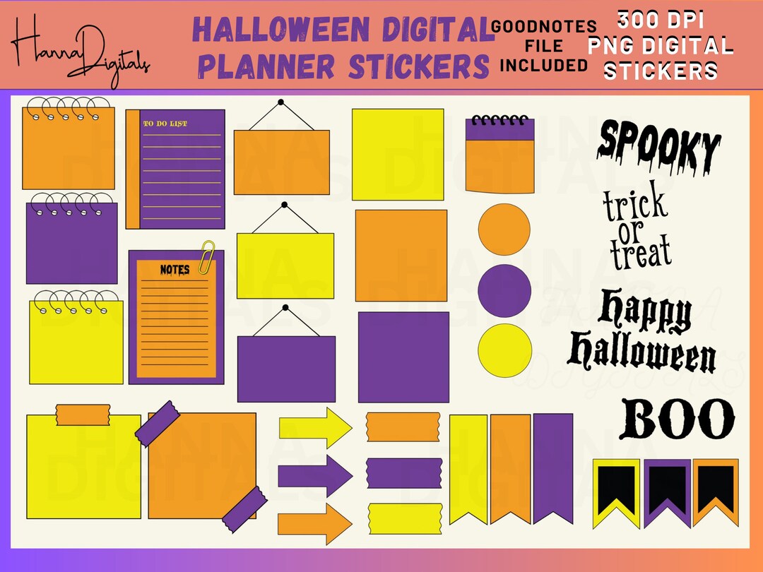 Halloween Digital Planner Stickers Pre-cropped Goodnotes - Etsy