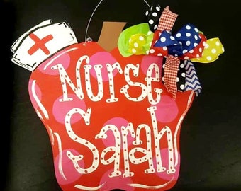 School Nurse Apple Door Hanger - Etsy