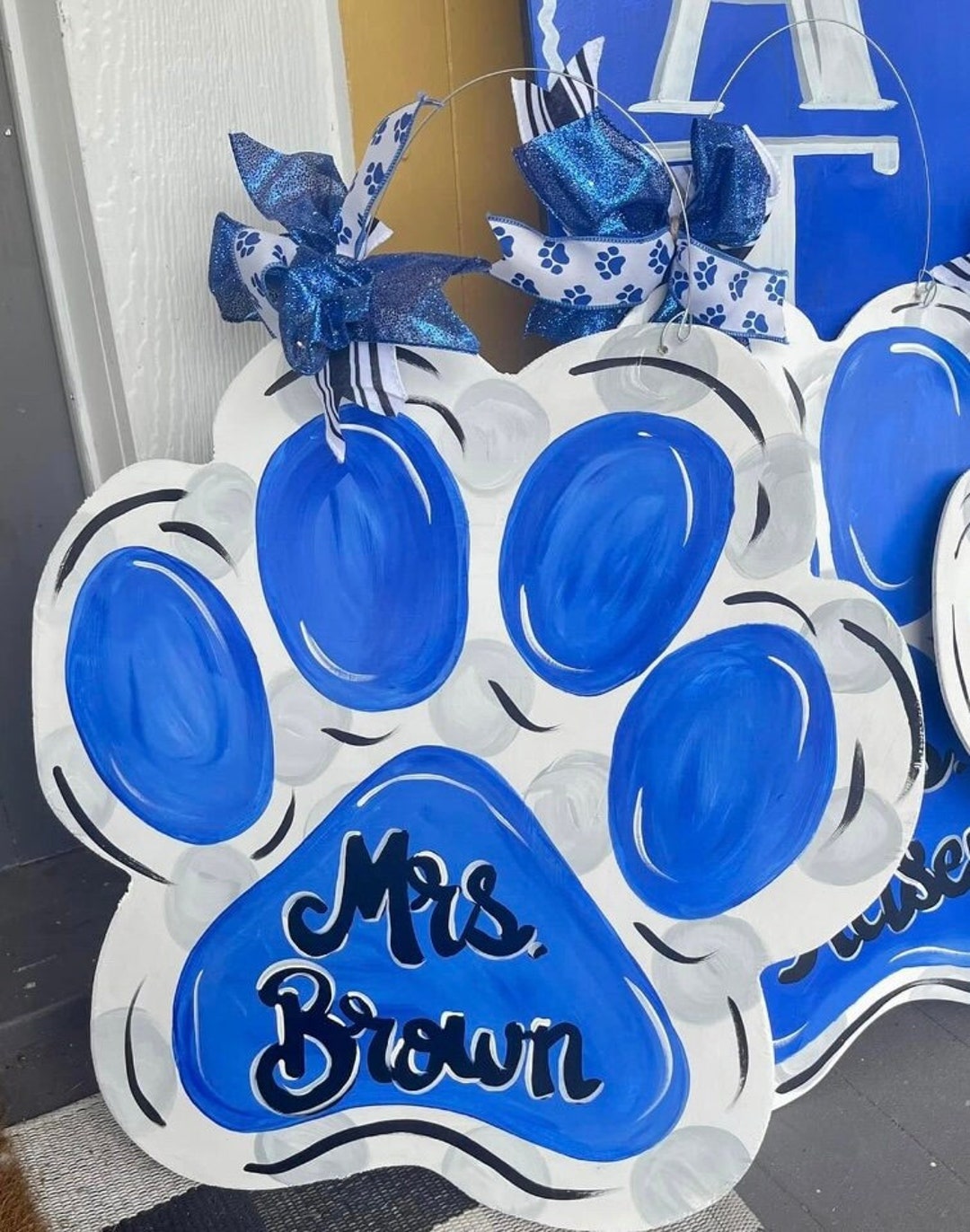 Paw Print Wooden Door Hanger - Etsy