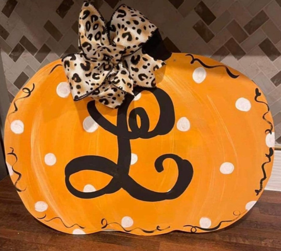 Fall Initial Pumpkin Door Hanger Wooden - Etsy