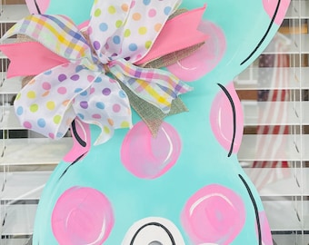 Hot Pink Polka Dot Easter Bunny Door Hanger - Etsy