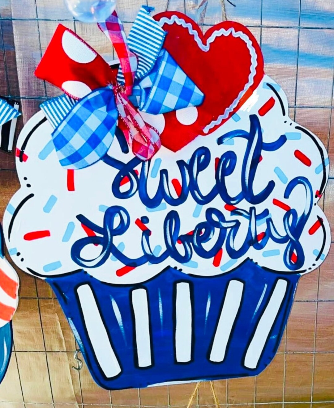Sweet Liberty Cupcake Wooden Door Hanger - Etsy