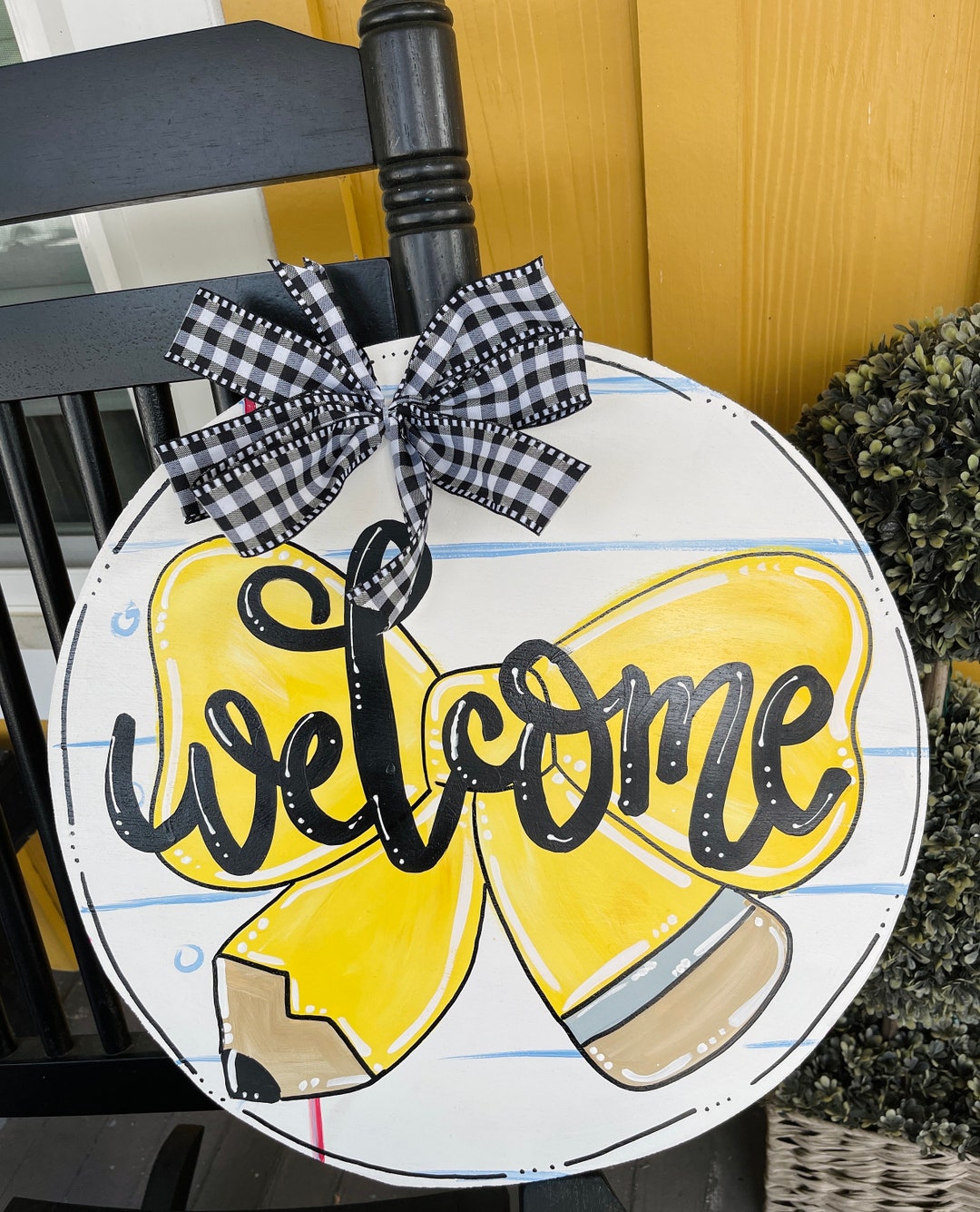 Welcome Teacher Classroom Pencil Bow Coquette Door Hanger - Etsy