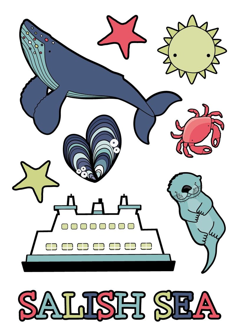 SALISH SEA Sticker Sheet 9 Stickers in ALL - Etsy