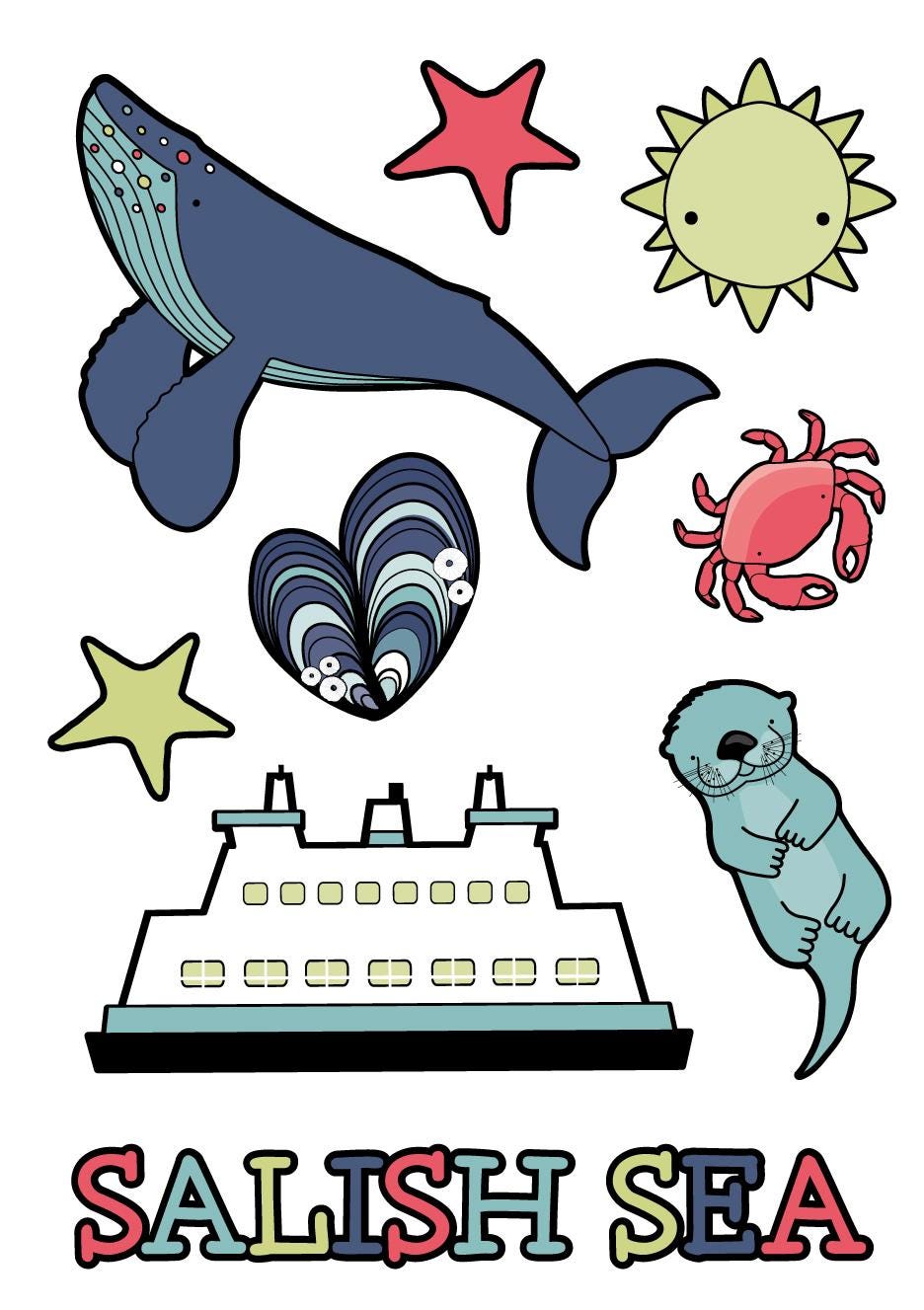 SALISH SEA Sticker Sheet 9 Stickers in ALL - Etsy