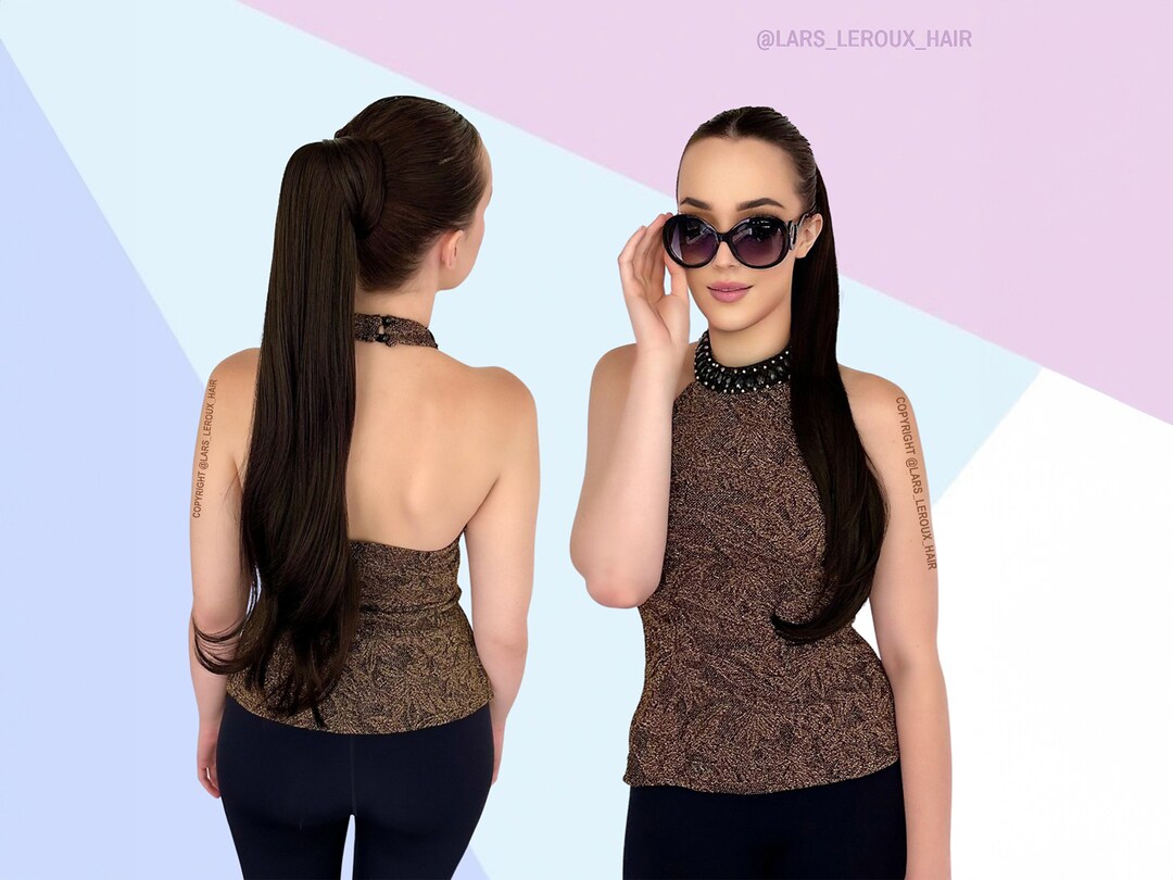 JOLENE 24 Inch Long Straight Wrap Around Ponytail Hairpiece Faux Hair ...