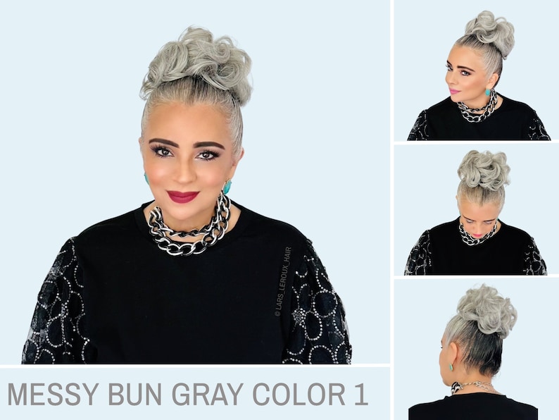 5 Different Styles Gray Hair Buns for Wedding Updo Bun Hairstyle - Etsy