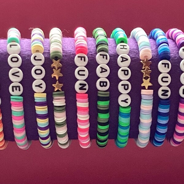 Heishi Name Bracelet - Etsy UK