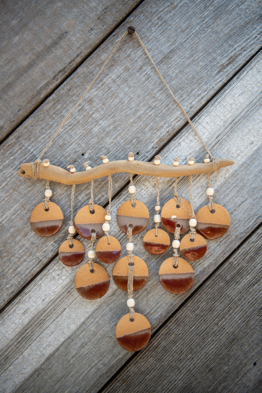 Sepia Chime Wall Art Beach Handcrafted Wall Hanging Wind Chime Natural ...